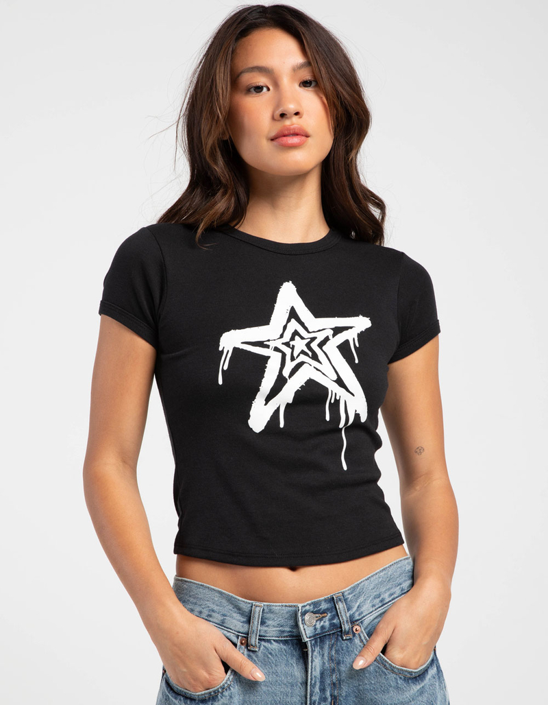 RSQ Womens Drip Star Baby Tee - BLACK | Tillys