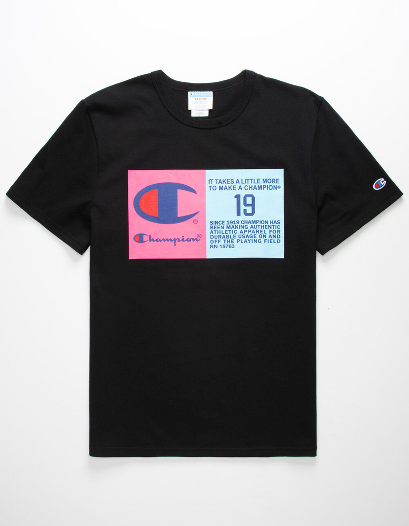 CHAMPION Jock Tag Screen Black Mens T-Shirt - BLACK - M | Tillys