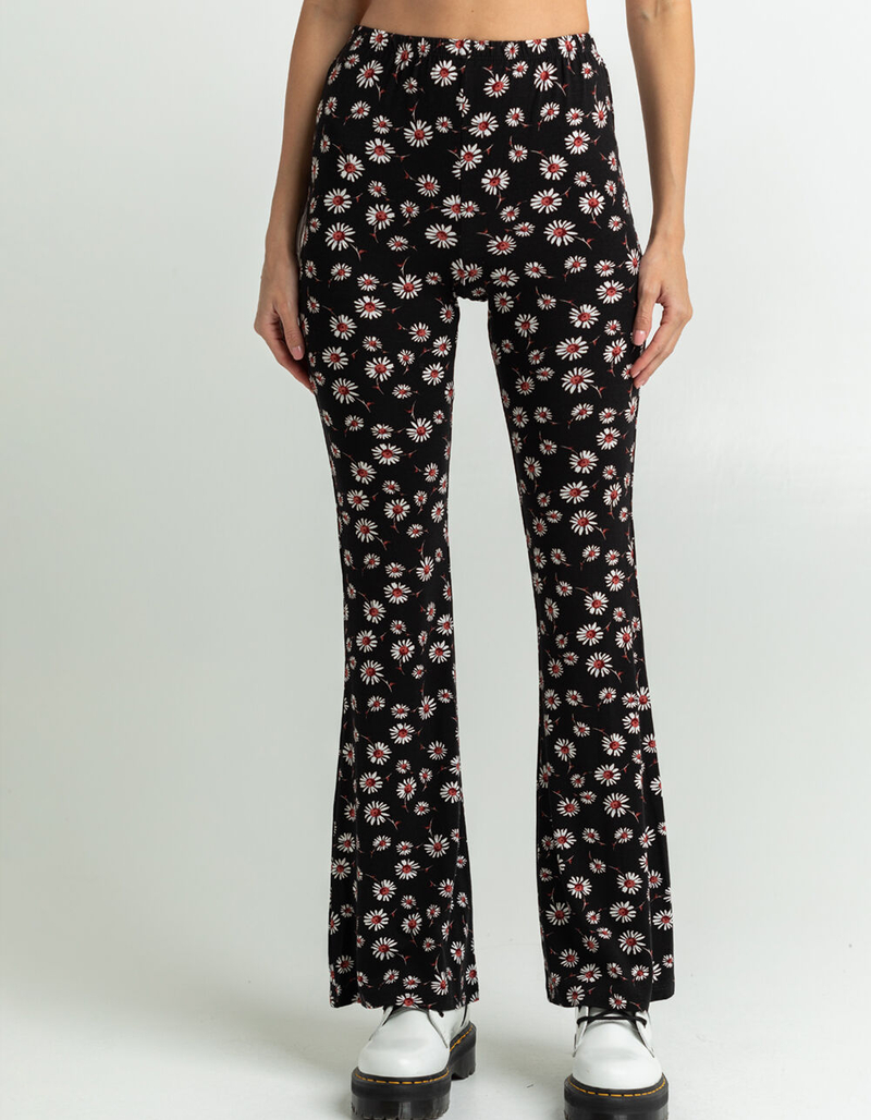 Sky And Sparrow Daisy Print Womens Flare Pants Black Combo Tillys