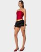EDIKTED Maxeen Shiny Gathered Tube Top - DK RED | Tillys