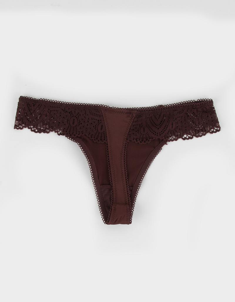 CARRIE AMBER Flutter Lace Thong - BROWN | Tillys