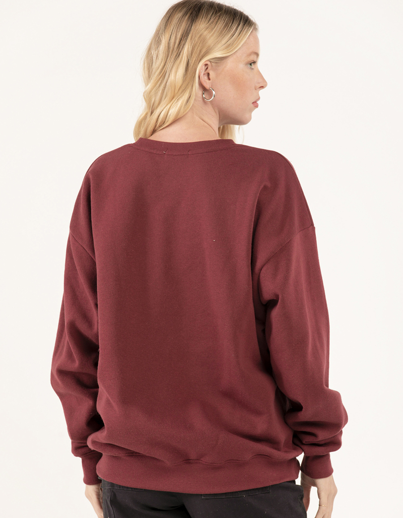 FULL TILT Essentials Womens Oversized Crewneck Sweatshirt - BURGUNDY ...