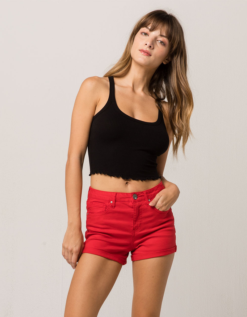 RSQ Sunset High Rise Red Womens Denim Shorts - RED - 5 | Tillys