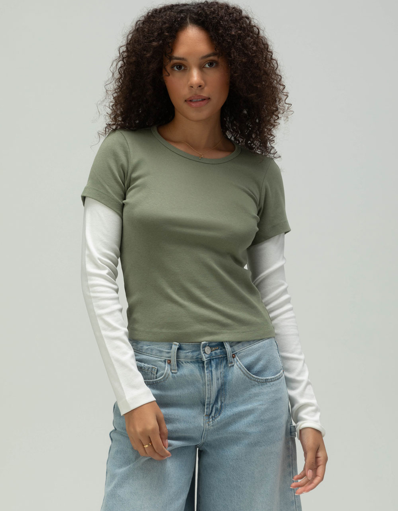 RSQ Womens 2FER Long Sleeve Tee - OLIVE | Tillys