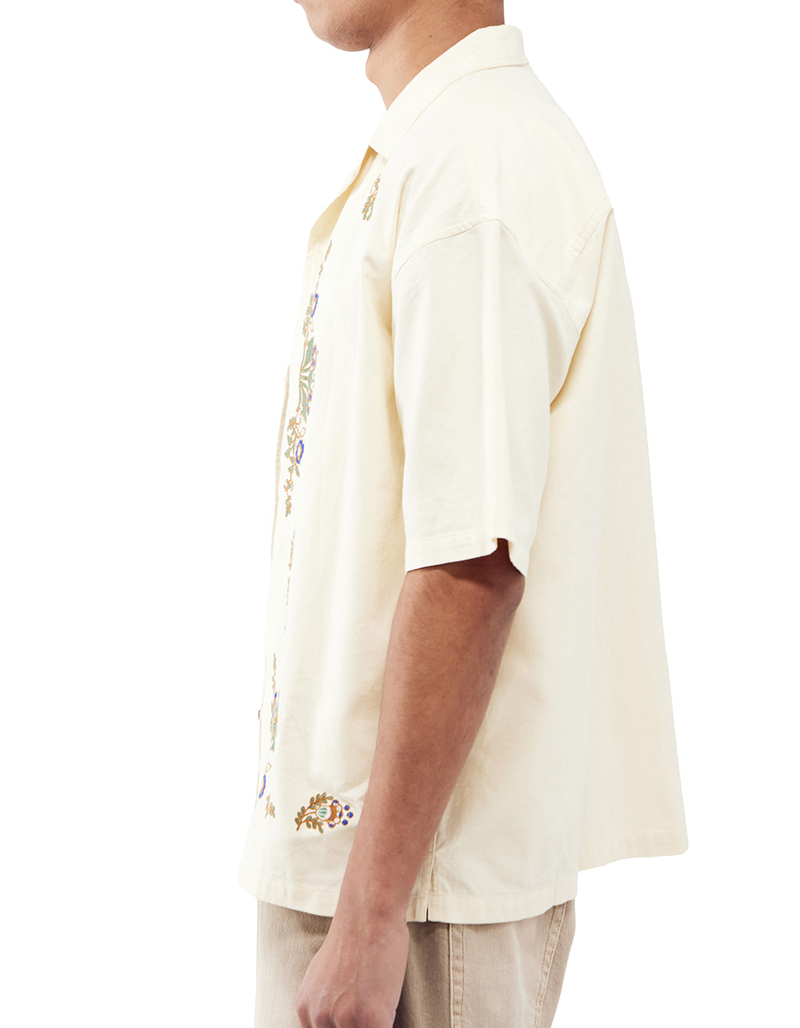 BDG Urban Outfitters Embroidered Mens Button Up Shirt - ECRU | Tillys