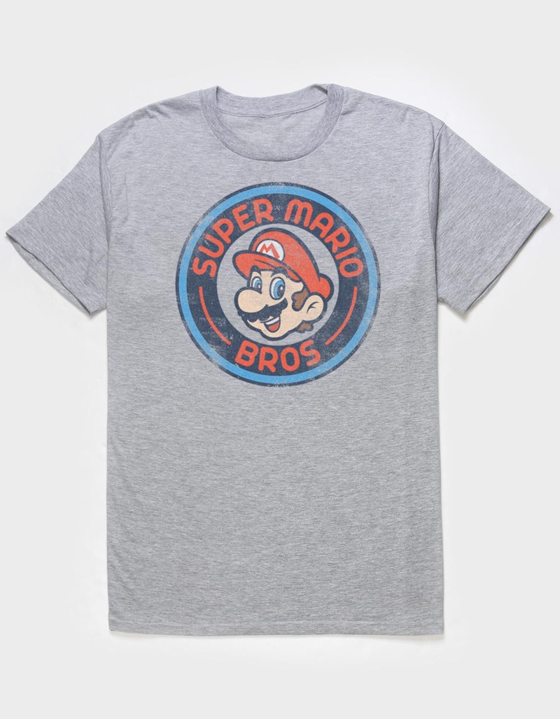 NINTENDO Super Mario Bros Circle Distressed Unisex Tee - HEATHER GRAY ...