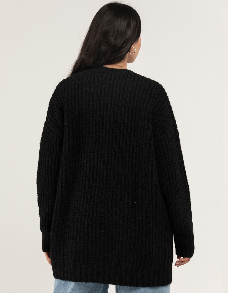 Full Tilt Birdseye Womens Open Cardigan Black Tillys