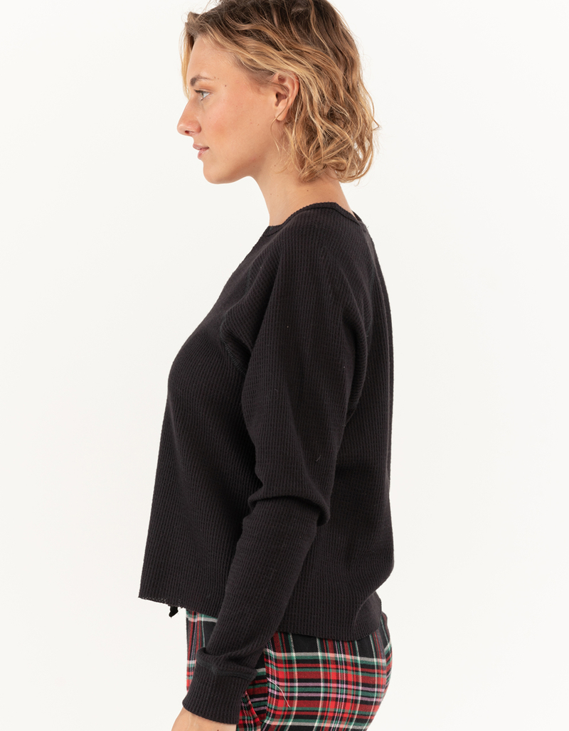 Sky And Sparrow Split Neck Womens Thermal Pajama Top Black Tillys