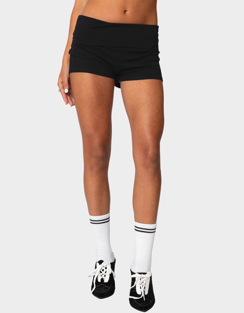 EDIKTED Meg Fold Over Shorts - BLACK | Tillys