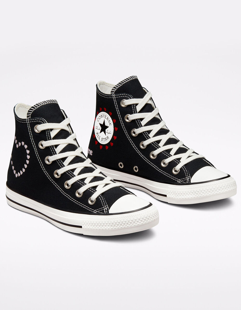CONVERSE Chuck Taylor All Star Embroidered Hearts Womens Shoes - BLK ...