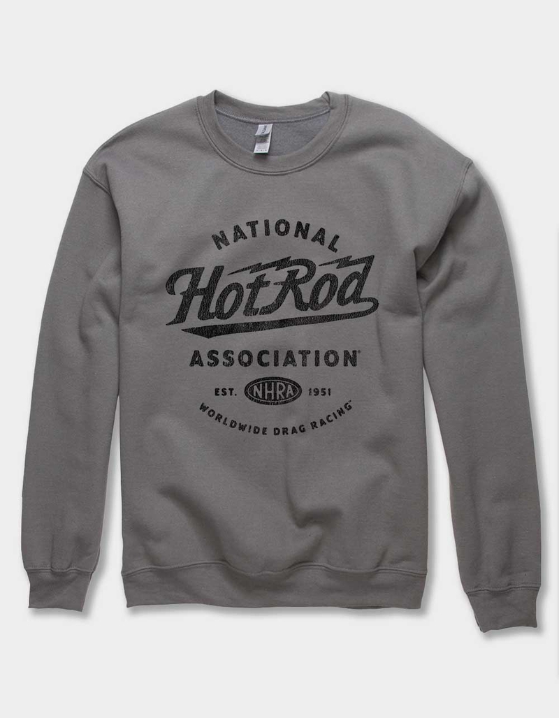 NHRA Hot Rod Distressed Unisex Crewneck Sweatshirt - CHARCOAL | Tillys