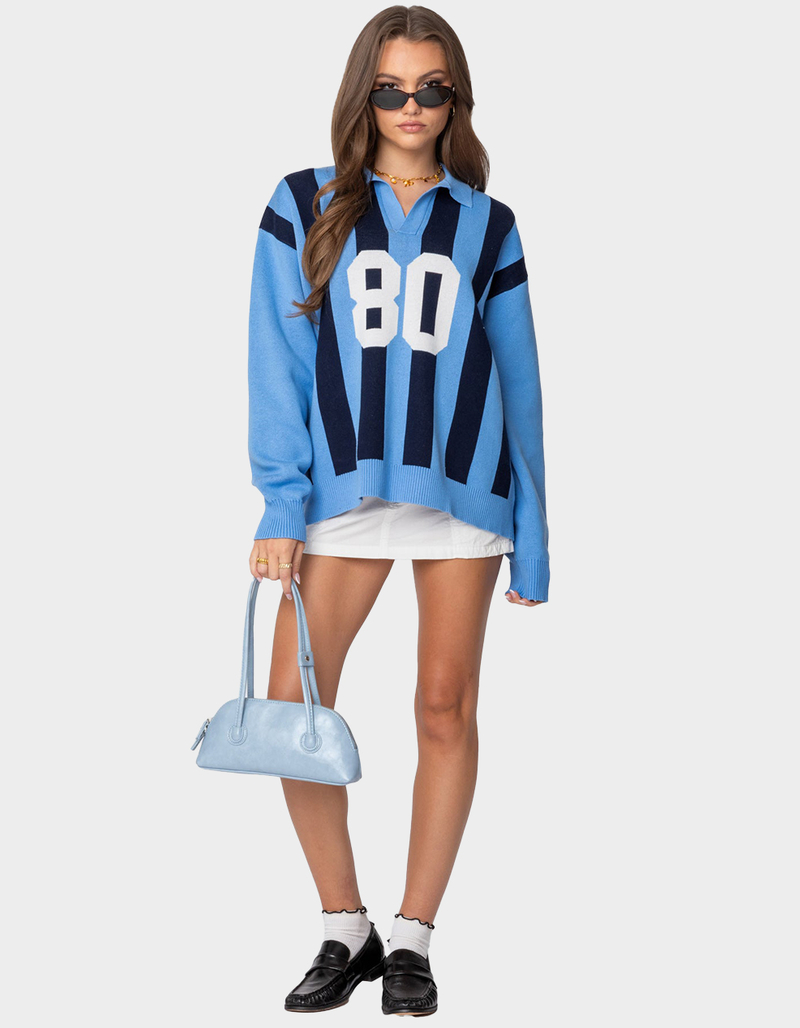 EDIKTED Larson Oversized Polo Sweater - BLUE | Tillys