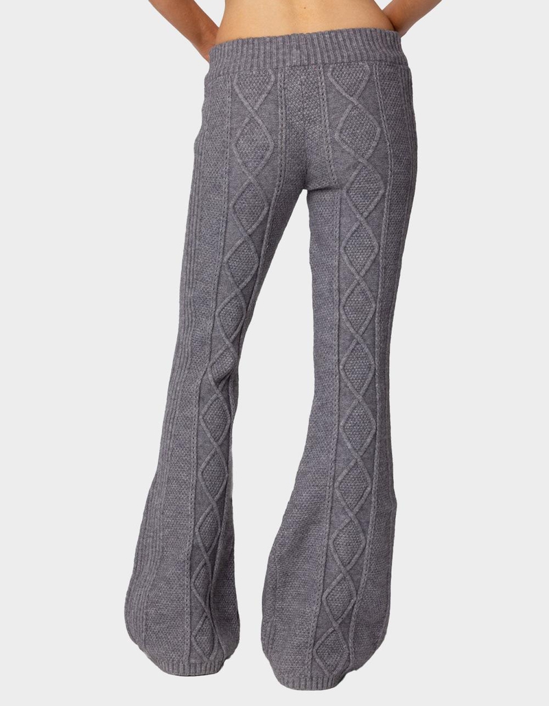 EDIKTED Ray Cable Knit Flared Pants - GRAY | Tillys