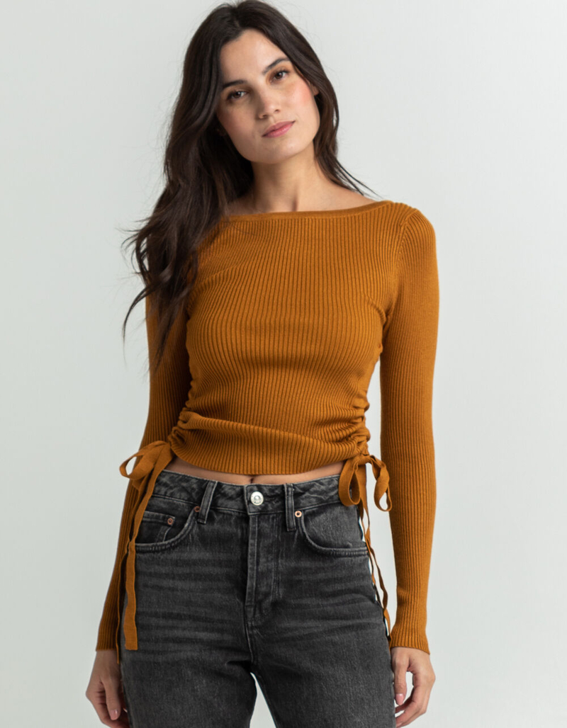 FULL CIRCLE Side Cinch Womens Sweater - MUSTARD | Tillys