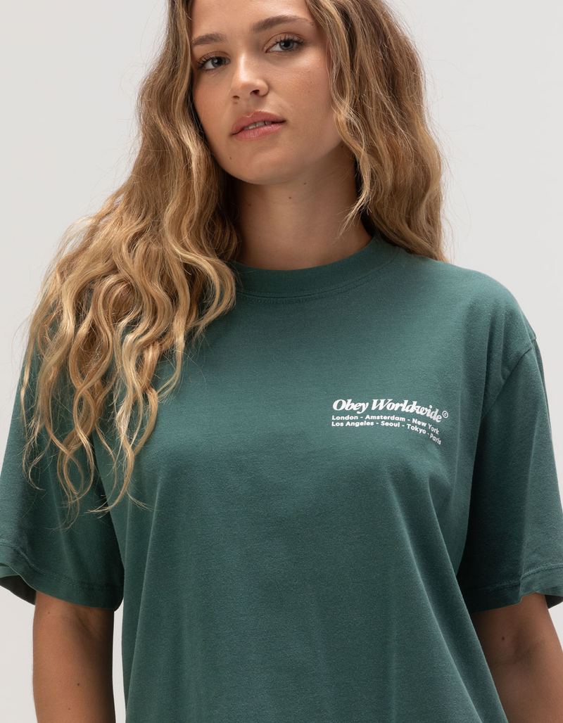 OBEY Wavy Flower Womens Boyfriend Tee - GREEN | Tillys