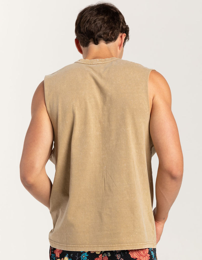 RSQ Mens Acid Wash Muscle Tee - TAN | Tillys