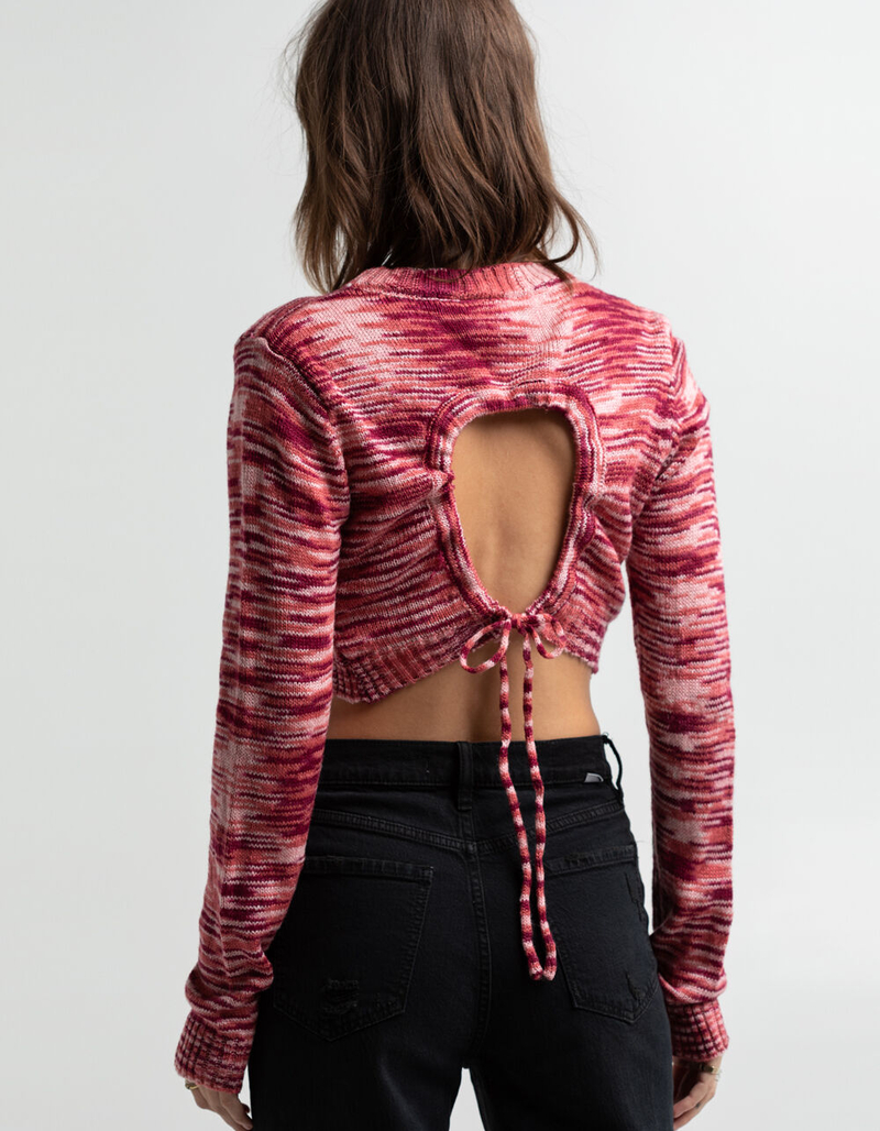 DAISY STREET Cut Out Back Crop Sweater - PINK | Tillys