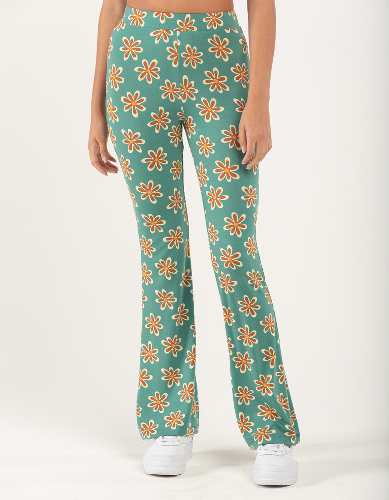 FULL TILT 70s Floral Flared Pants - BLUE COMBO - XXL | Tillys