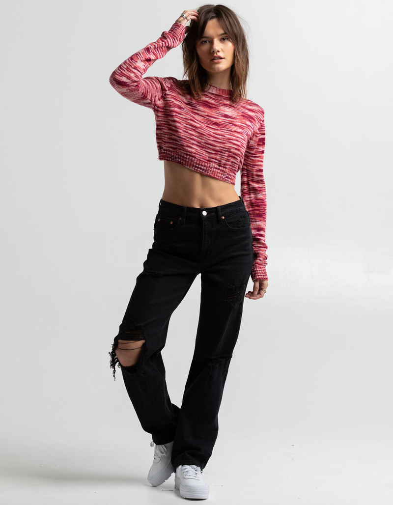 DAISY STREET Cut Out Back Crop Sweater - PINK | Tillys