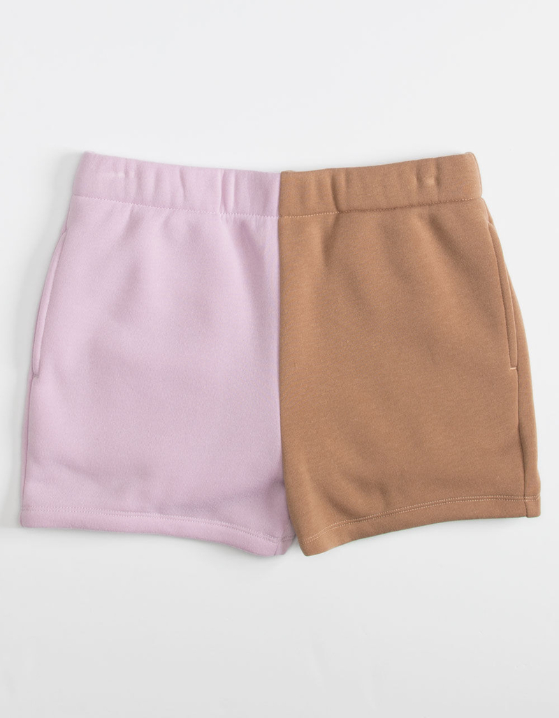 RSQ Colorblock Girls Sweat Shorts - BROWN/PINK | Tillys