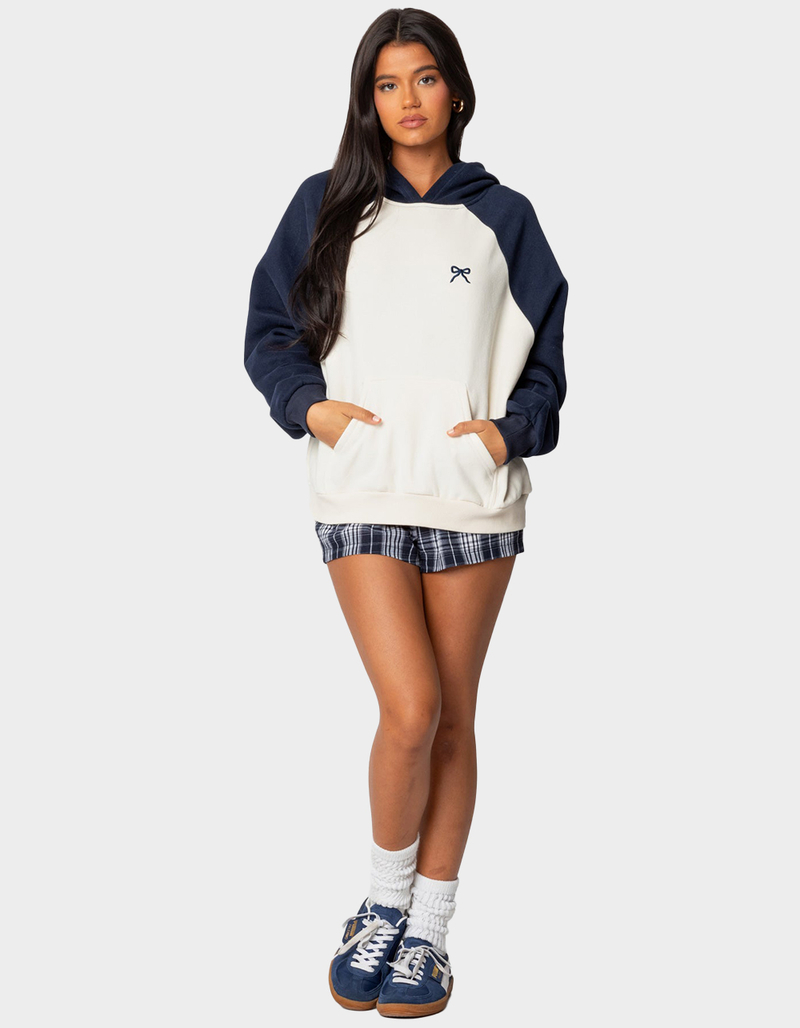 EDIKTED Raglan Bow Oversized Hoodie - BLUE | Tillys