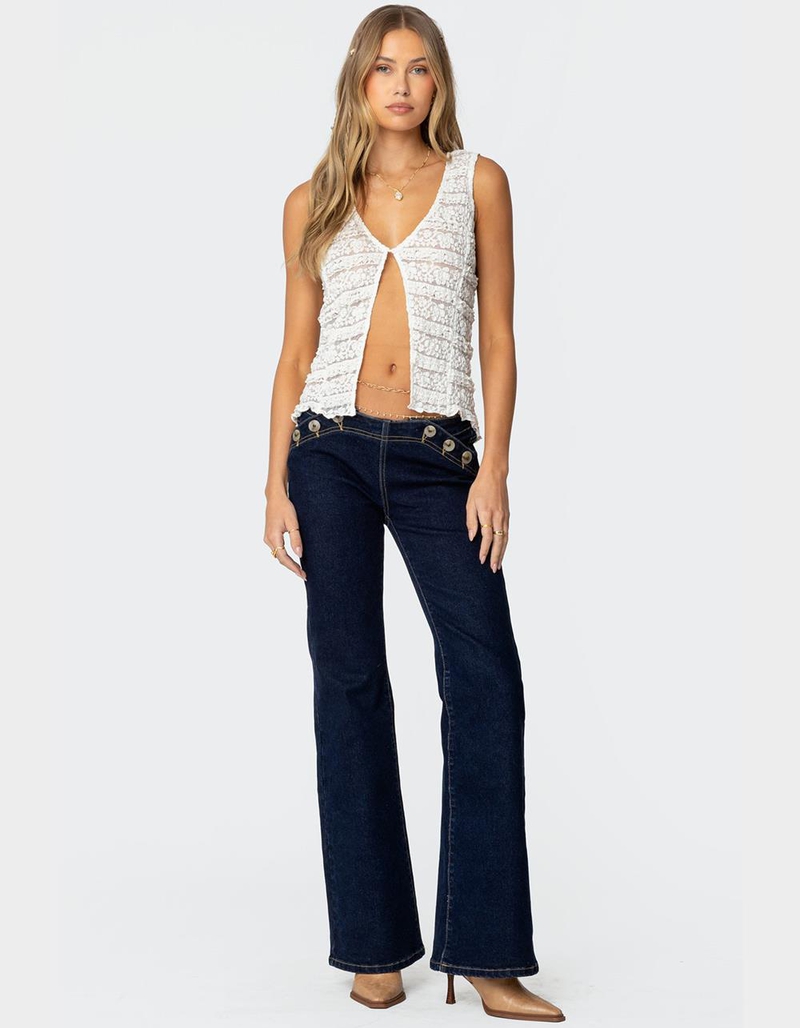 EDIKTED Alison Low Rise Flared Jeans - BLUE | Tillys