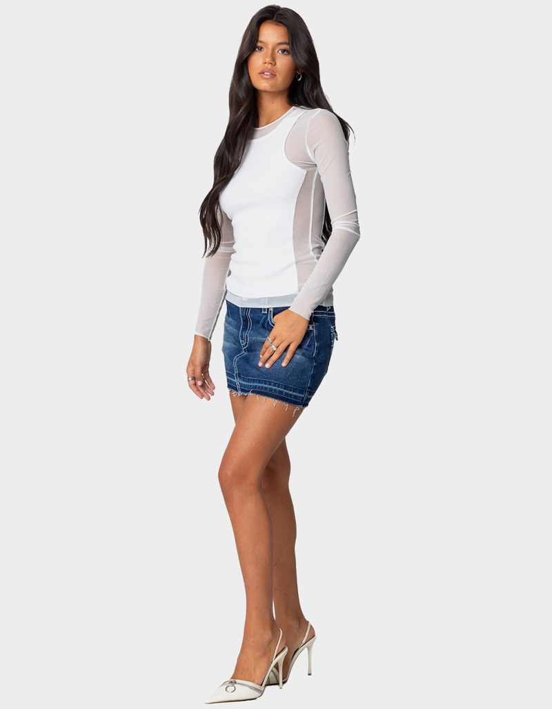 EDIKTED Rib Tank Layered Mesh Top - WHITE | Tillys