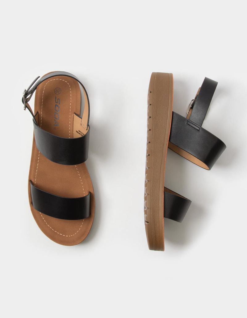 SODA Double Band Mini Wedge Womens Sandals - BLACK | Tillys