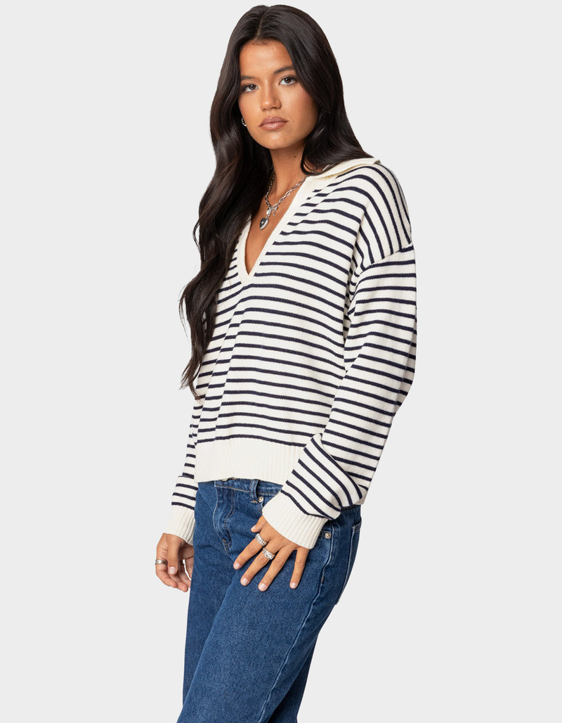 EDIKTED Copenhagen Oversized Striped Sweater - BEIGE | Tillys