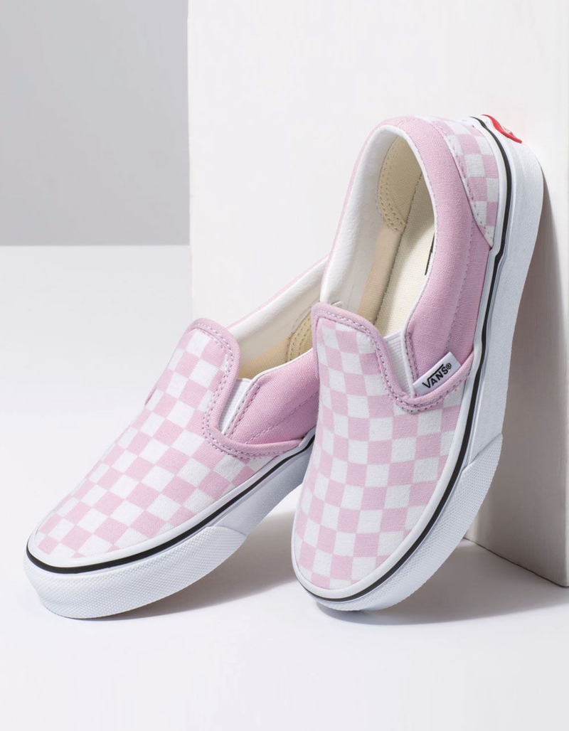 VANS Checkerboard Classic Slip-On Lilac Snow & True White Girls Shoes ...