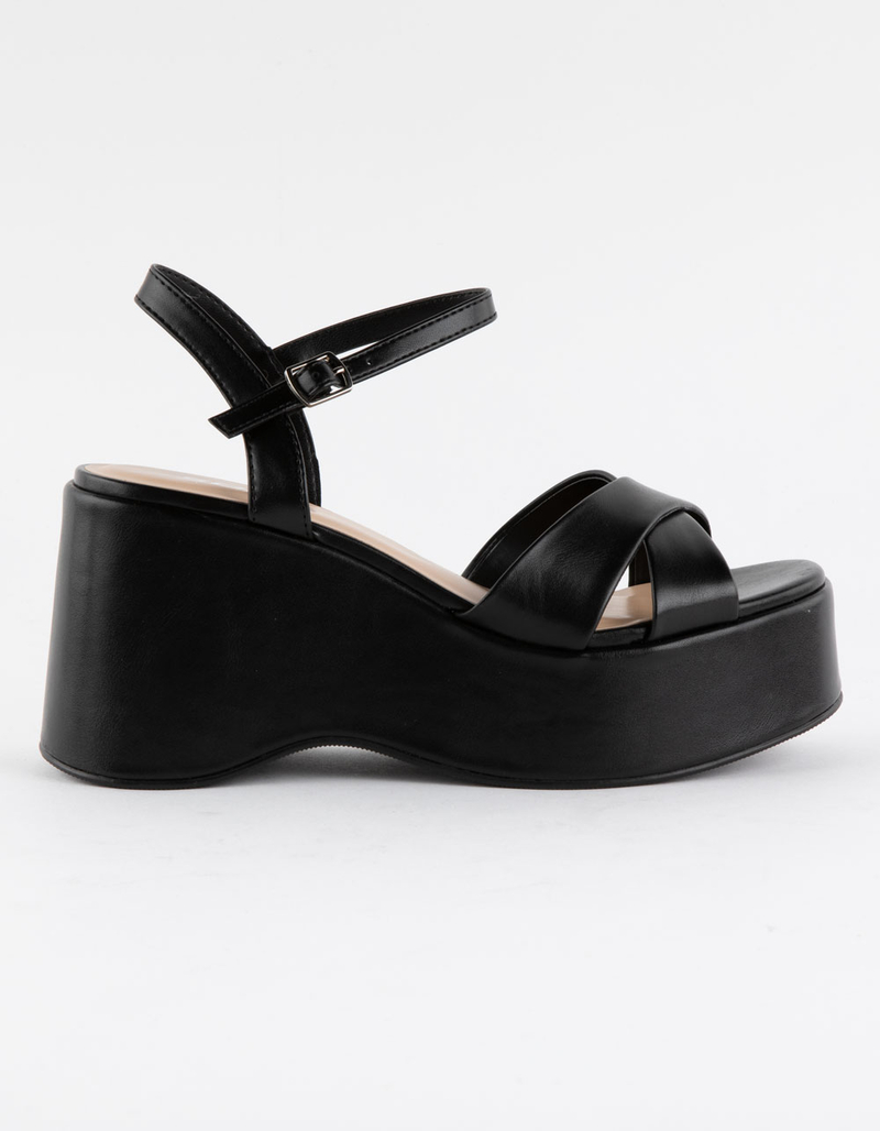 SODA Cross Band Womens Platform Wedges - BLACK - 5.5 | Tillys