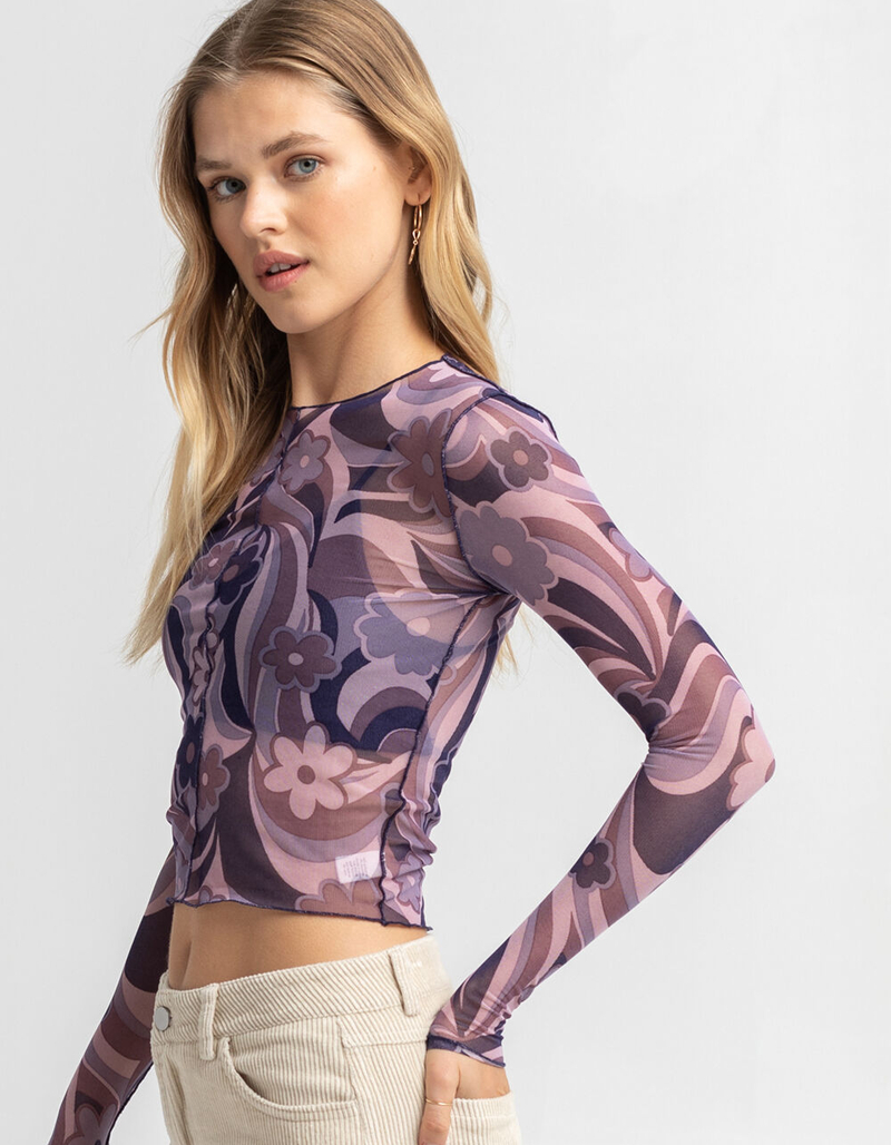 FULL TILT Printed Womens Mesh Tee - PLUM | Tillys