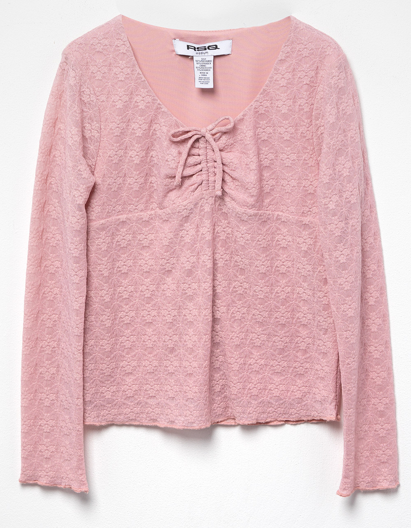 RSQ Girls Lace Tie Front Long Sleeve Top - LILAC - XL | Tillys