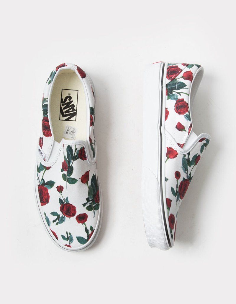 VANS Roses Womens Classic Slip-On Shoes - RED COMBO - 10.5 | Tillys