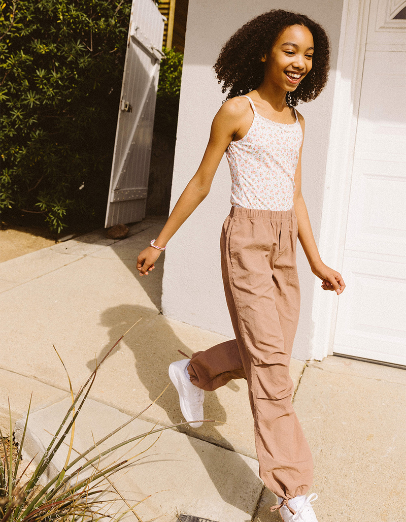 FULL TILT Girls Parachute Pants - BROWN - S | Tillys