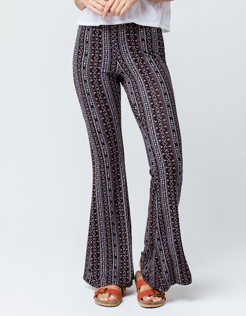 Sky And Sparrow Linear Womens Flare Pants Black Combo Tillys