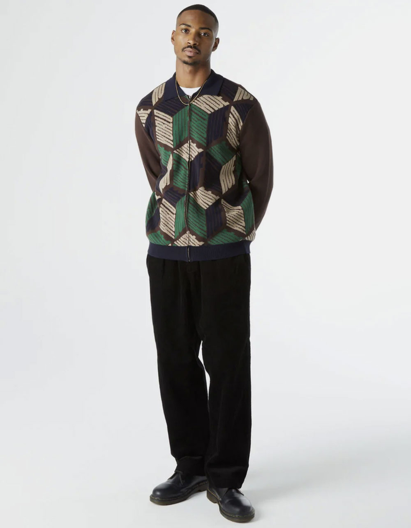 HUF Dimensions Zip Mens Sweater - CHOCOLATE | Tillys