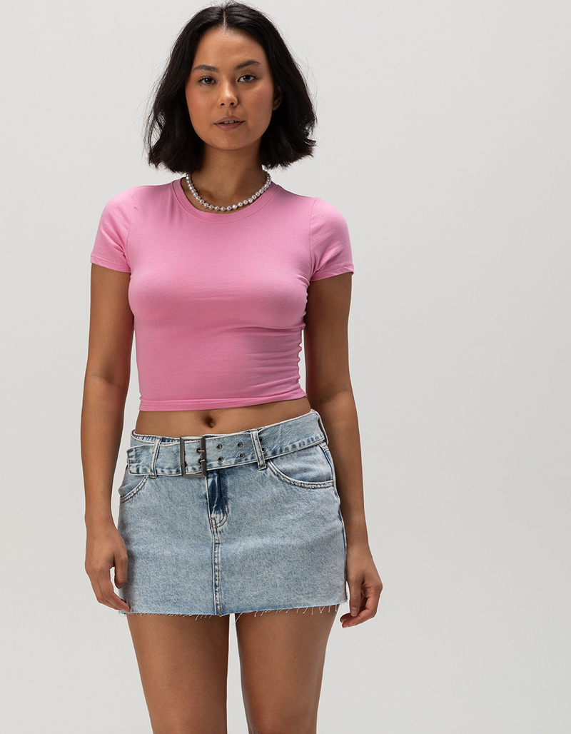 REWASH Belted Womens Denim Micro Mini Skirt - LT STONE | Tillys