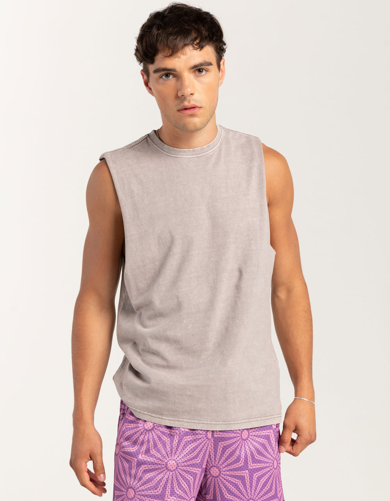 RSQ Mens Acid Wash Muscle Tee - GRAY | Tillys