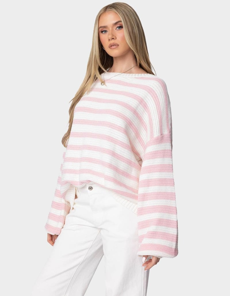 EDIKTED Aerin Oversized Striped Sweater - LIGHT PINK | Tillys