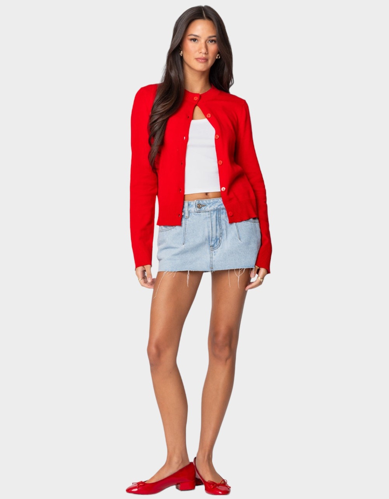 EDIKTED Hollie Button Up Cardigan - RED | Tillys