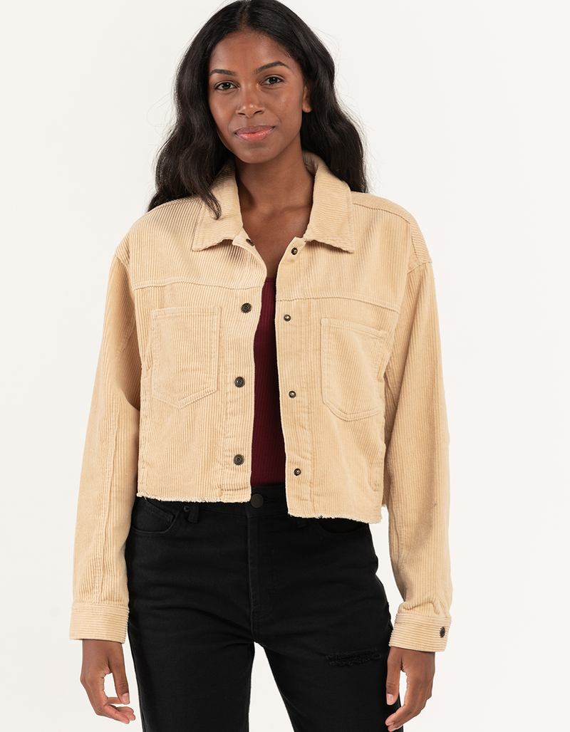 RSQ Womens Cord Raw Hem Crop Jacket - CREAM - XXS | Tillys