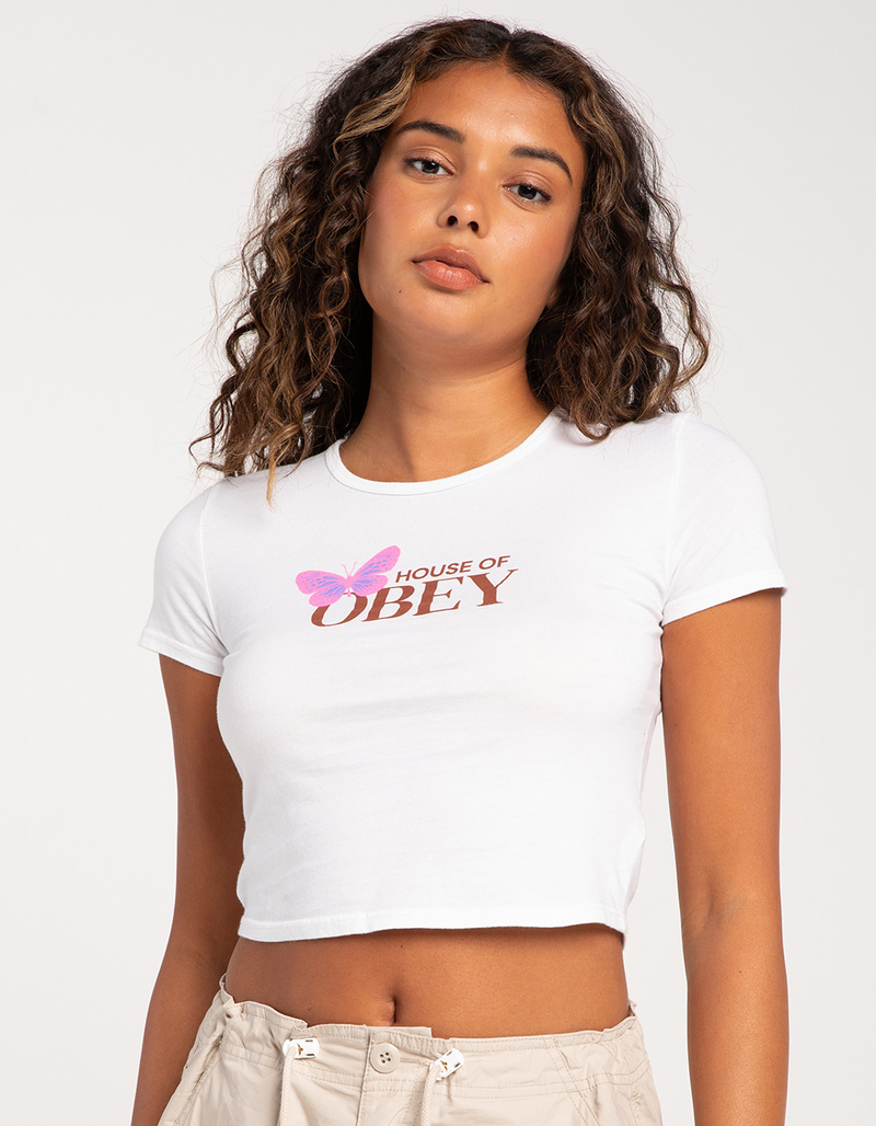 OBEY House Of Obey Womens Fitted Crop Tee - WHITE - XS | Tillys