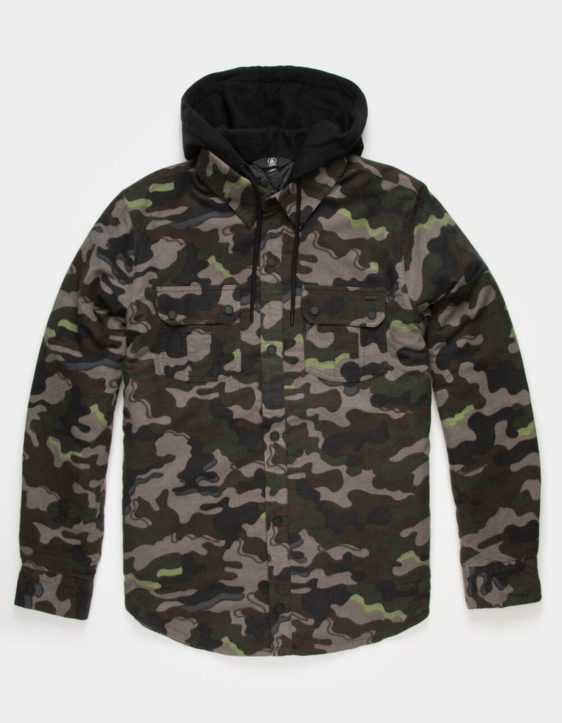 VOLCOM Field Insulated Mens Camo Flannel Hoodie - CAMO - S | Tillys