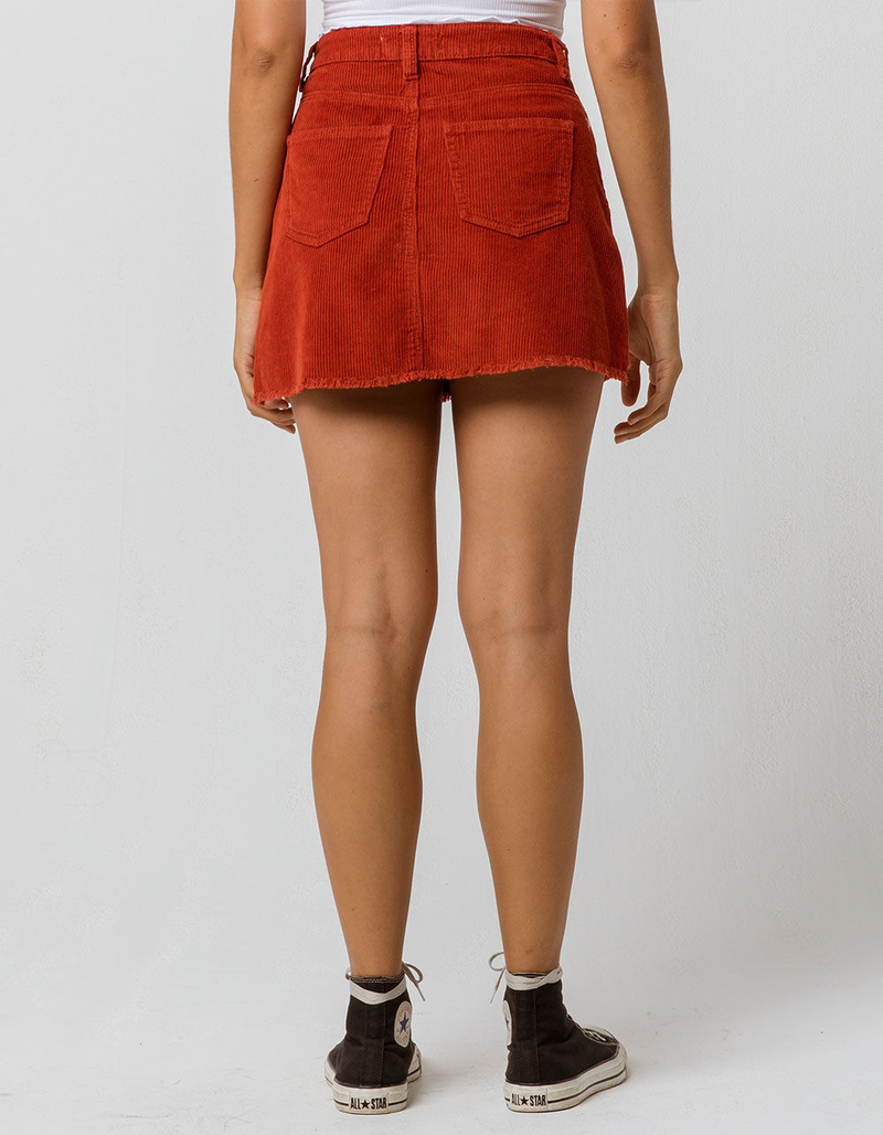 Rsq Exposed Button Corduroy Mini Skirt Rust 1 Tillys
