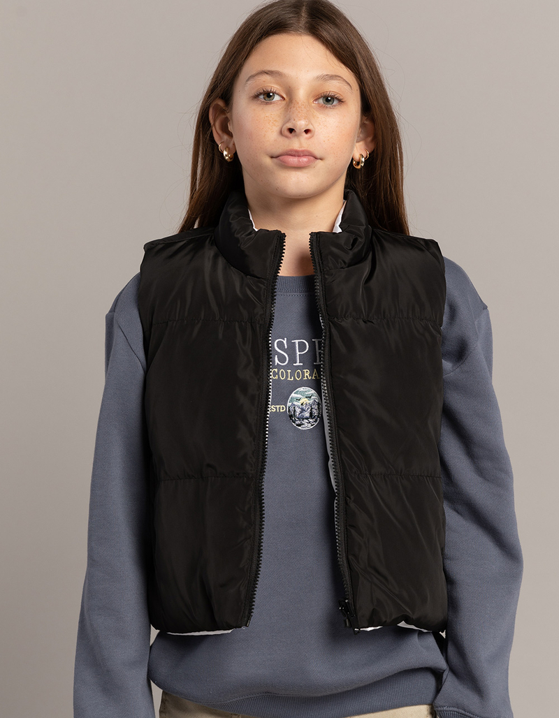 RSQ Girls Reversible Puffer Vest - BLACK COMBO | Tillys