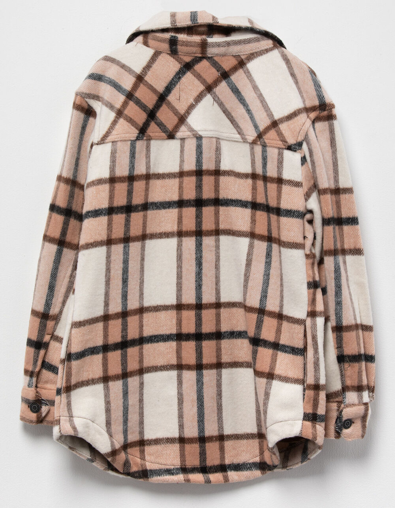 RSQ Girls Plaid Oversized Shacket - Cream Combo | Tillys