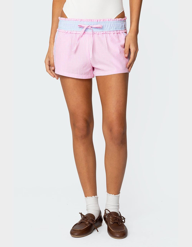EDIKTED Baylee Contrast Striped Shorts - LIGHT PINK - L | Tillys
