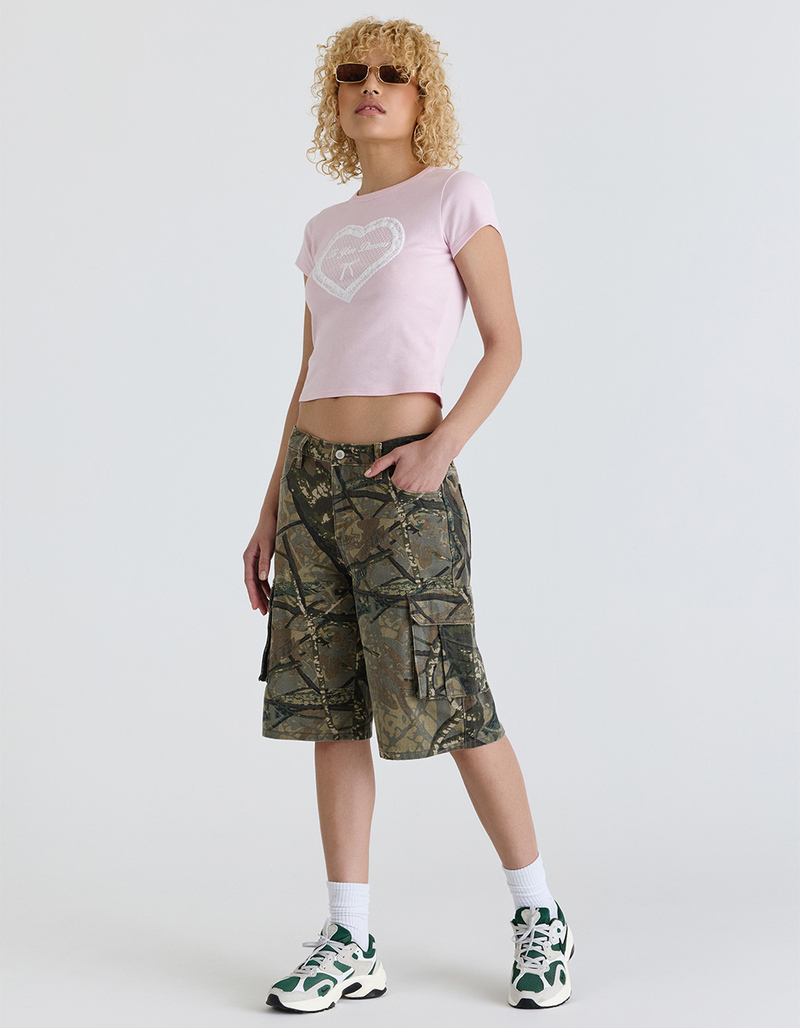 RSQ Womens Low Rise Cargo Camo Jorts - CAMO GREEN - 33 | Tillys