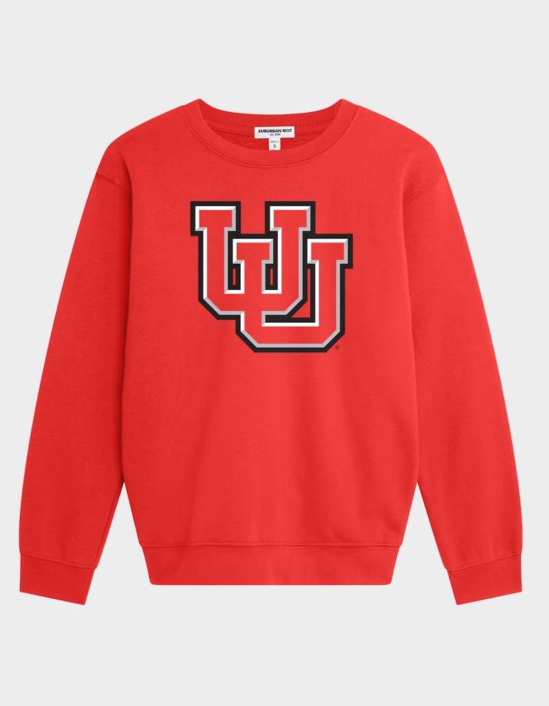 THE UNIVERSITY OF UTAH Traditional Womens Crewneck Fleece - RED - L ...
